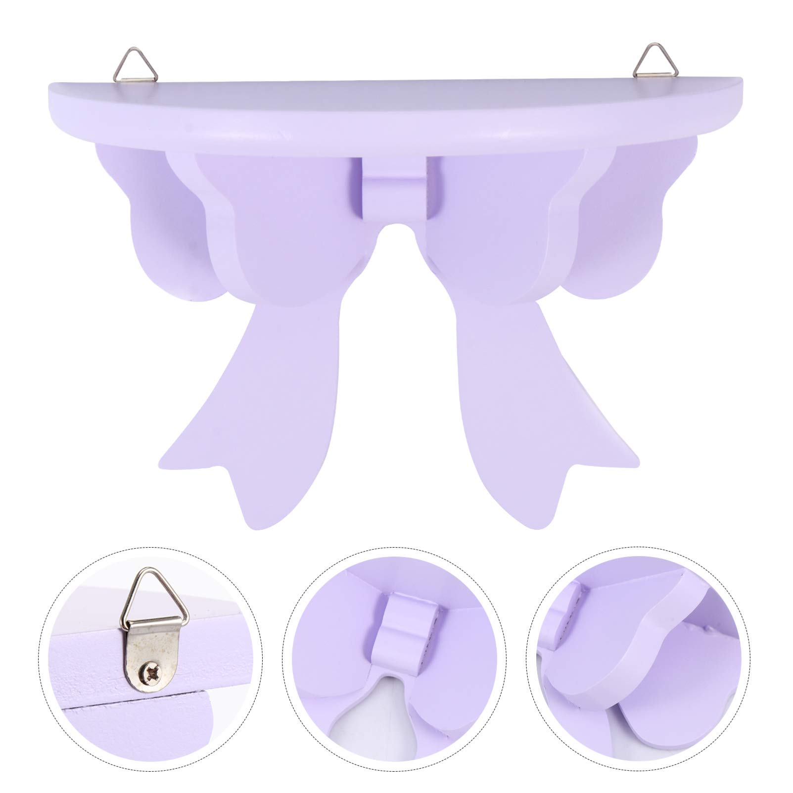 Cabilock 3 Pcs Bow Tie Rack Decorative Floating Shelves Bowknot Shaped Rack Picture Ledge Shelf Room Wall Bookshelf Wall Mounted Shelves Wall Mounted Organizer Cute Shelves Wooden Purple