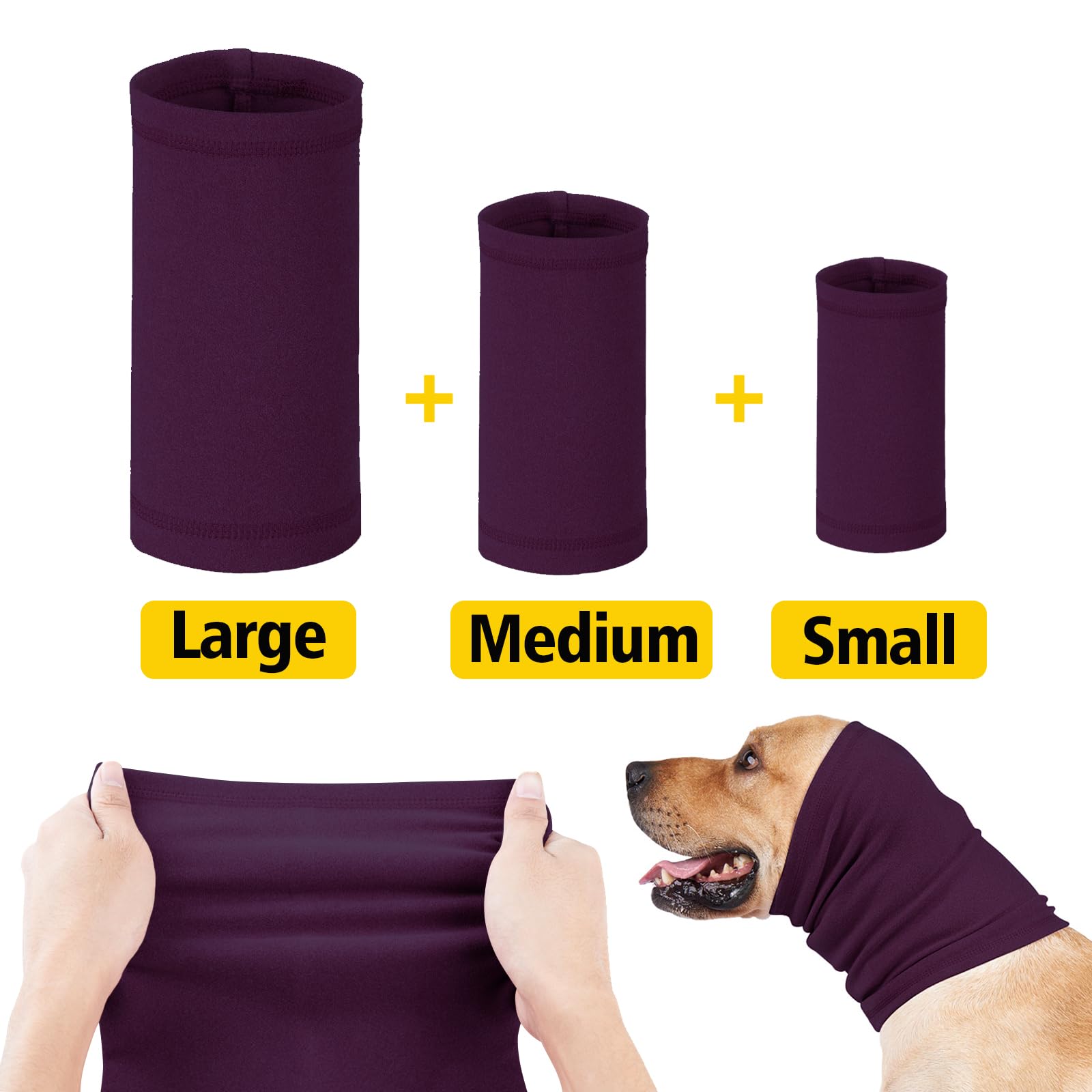 Yaopelky Calming Dog Ear Covers for Noise Protection Dog Headband for Anxiety Relief Grooming Aid Ear Muffs for Dogs Cats (Purple, M(Head Circumference 11-20”, Length 7"))