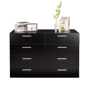 HOBBYZOO 8 Drawer Dresser for Bedroom, Black Bedroom Dresser with Deep Drawers, Wood Chest of Drawers with Storage, 55 Inch Large Dresser Bedroom Furniture, 47.2" x 15.7" x 31.5"