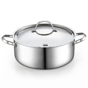 cooks standard multi-ply clad stainless steel stock pot, 7-quart pasta cooking canning dutch oven pot with lid, deep stockpot induction cookware