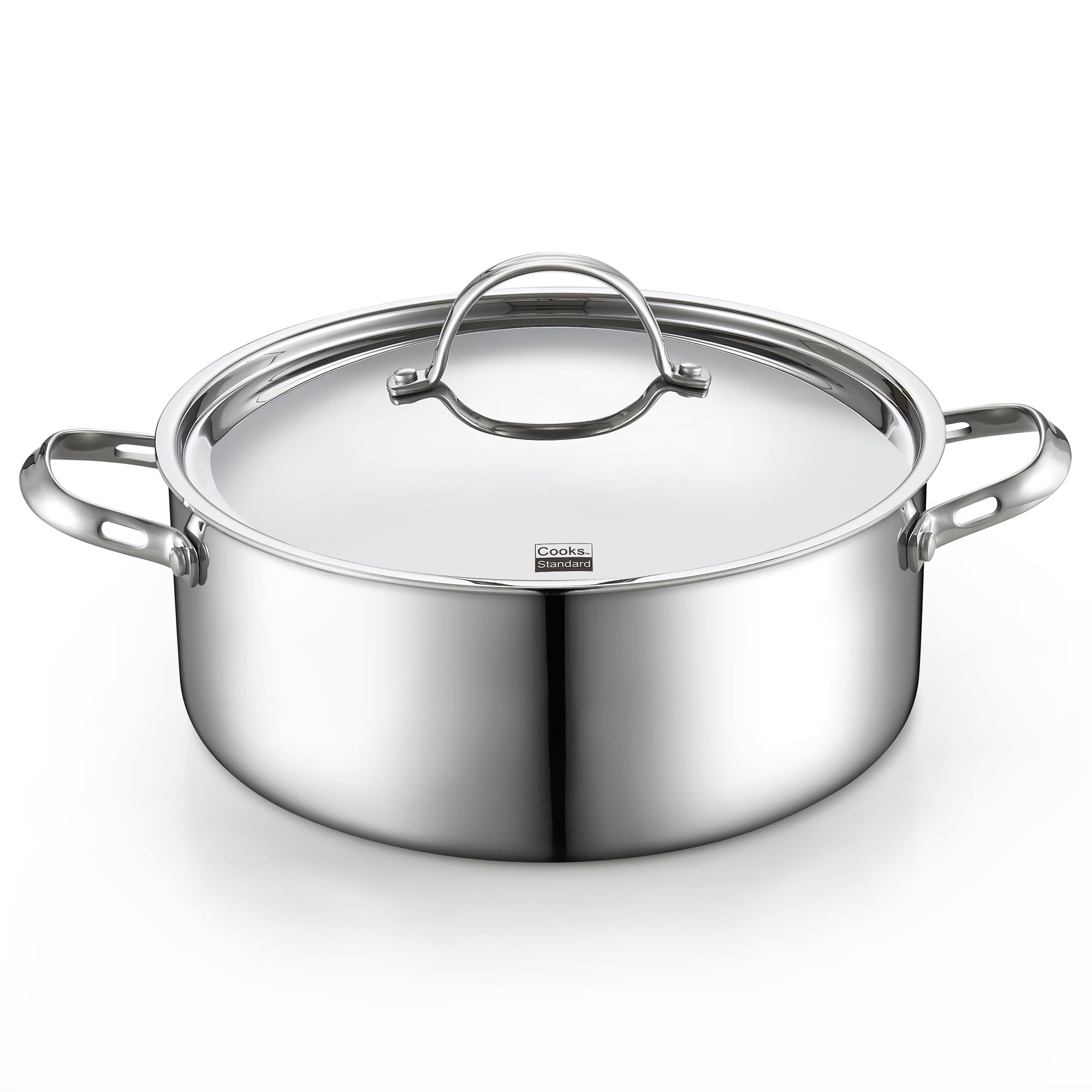 Cooks Standard Multi-Ply Clad Stainless Steel Stock Pot, 7-Quart Pasta Cooking Canning Dutch Oven Pot with Lid, Deep Stockpot Induction Cookware