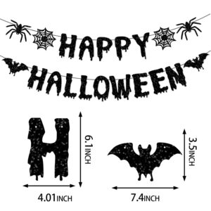 Orange Black Happy-Halloween Party Decorations - 13PCS Spider Web Bats Streamers Banner ,Paper Flowers Lanterns Tissue Pom Poms Fans, Classroom Birthday Bachelorette Hanging Supplies Decor Hugfond