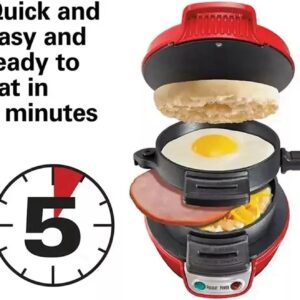 Generic Raf Burger Maker,600w Raf Breakfast Sandwich Maker with Egg Cooker Ring, Burger Maker Machine Electric,BurgerBeasts Multicook Press, Raf Waffle Maker (Red), standard