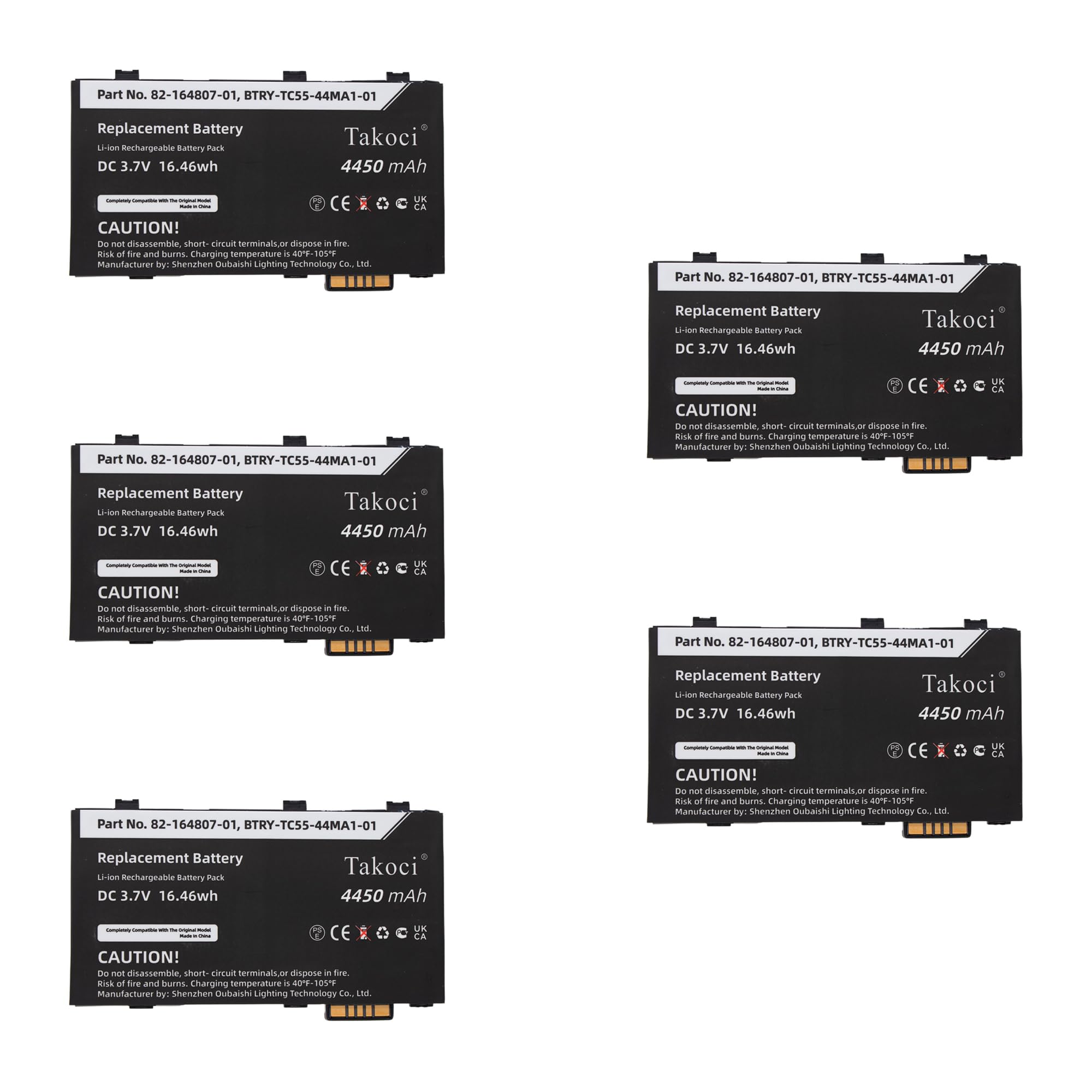 GIKYSUIZ 5-Pack 4450mAh Replacement Battery for Symbol/Zebra BTRY-TC55-29MA1-01 Compatible with Symbol/Zebra ES85 ES85XX MC36 TC55 TC55AH-JC11ES RFD8500 Mobile Computer Scanners