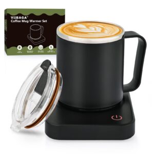 vobaga coffee mug warmer set with auto shut off, come with 15 oz coffee mug, 3 temperature setting coffee cup warmer & portable candle warmer for home office desk accessories