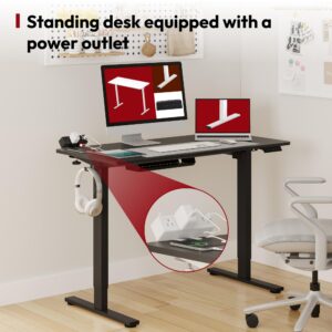 SANODESK Electric Standing Desk with Desk Clamp Power Strip 40"x 24" Whole-Piece Desktop Height Adjustable Stand Up Desk with Cable Management Sit Stand Home Office Desk Black Frame/Black Top