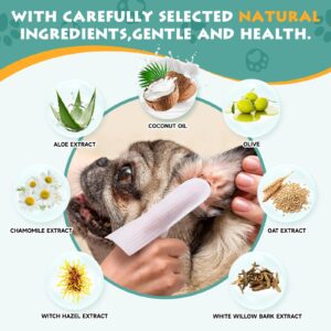 Extra-Large Dog Ear Wipes Ear Cleaner Finger Wipes for Dogs and Cats, Gently Remove Ear Wax Debris and Dirt with Natural Ingredients, 50 Count