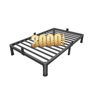 maf 7 inch twin metal platform bed frame with round corner legs, 3000 lbs heavy duty steel slats support, noise free, no box spring needed, easy assembly