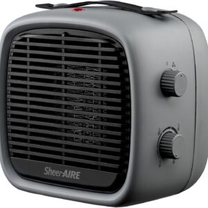 Basics Ceramic Heater Space Heaters for Indoor Use Overheat Protection Tilt Protection Low Noise Heating Portable Heater Adjustable Electric PTC Portable Fan (Grey),700W/1200W,7.48"D x 5.12"W x 8.27"H