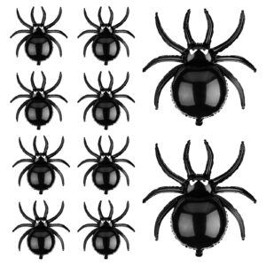 10pcs halloween spider balloons, 32.28x30.7 inch large spider foil balloons scary halloween balloons for halloween themed props party decorations supplies