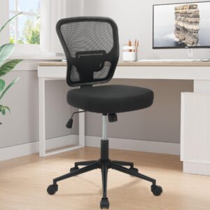 Armless Desk Chair Height Adjustable Computer Chair Ergonomic High Back Task Swivel Chairs with Wheels Rolling Office Stool Chair for Small Spaces Home Bedroom Study, Black