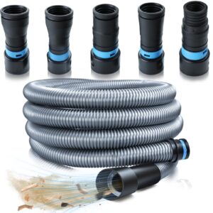 1 1/4 inch x 12 feet dust collection hose kit for home and shop vacuums system with 5 adapters of woodworking power tool and sander, compatible with multi-brands, silver gray vacuum hose