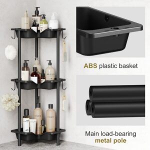 Nieifi Standing Shower Caddy, 3 Tier Floor Corner Shower Shelves for Bathroom Shampoo Organizer