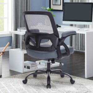 400lb Big and Tall Office Chair, Mesh Heavy Duty Desk Chair, Flip Arms Plus Size Ergonomic Computer Chair Extra Wide Seat, Executive Home Office Rolling Swivel Task Chairs for Heavy People