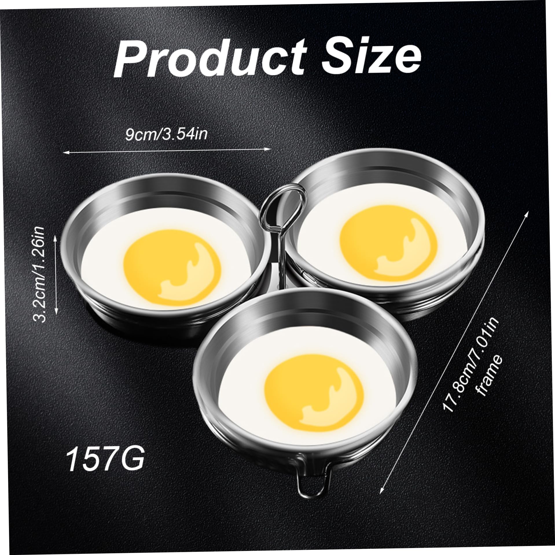 Poached Egg Cooker, Stainless Steel Egg Poacher, 3-Cup Poached Egg Cooker, Nonstick Egg Poacher Cups, Egg Poaching Pan with Rack and Handle for Microwave Oven Stovetop, Round, Egg Poacher Pan