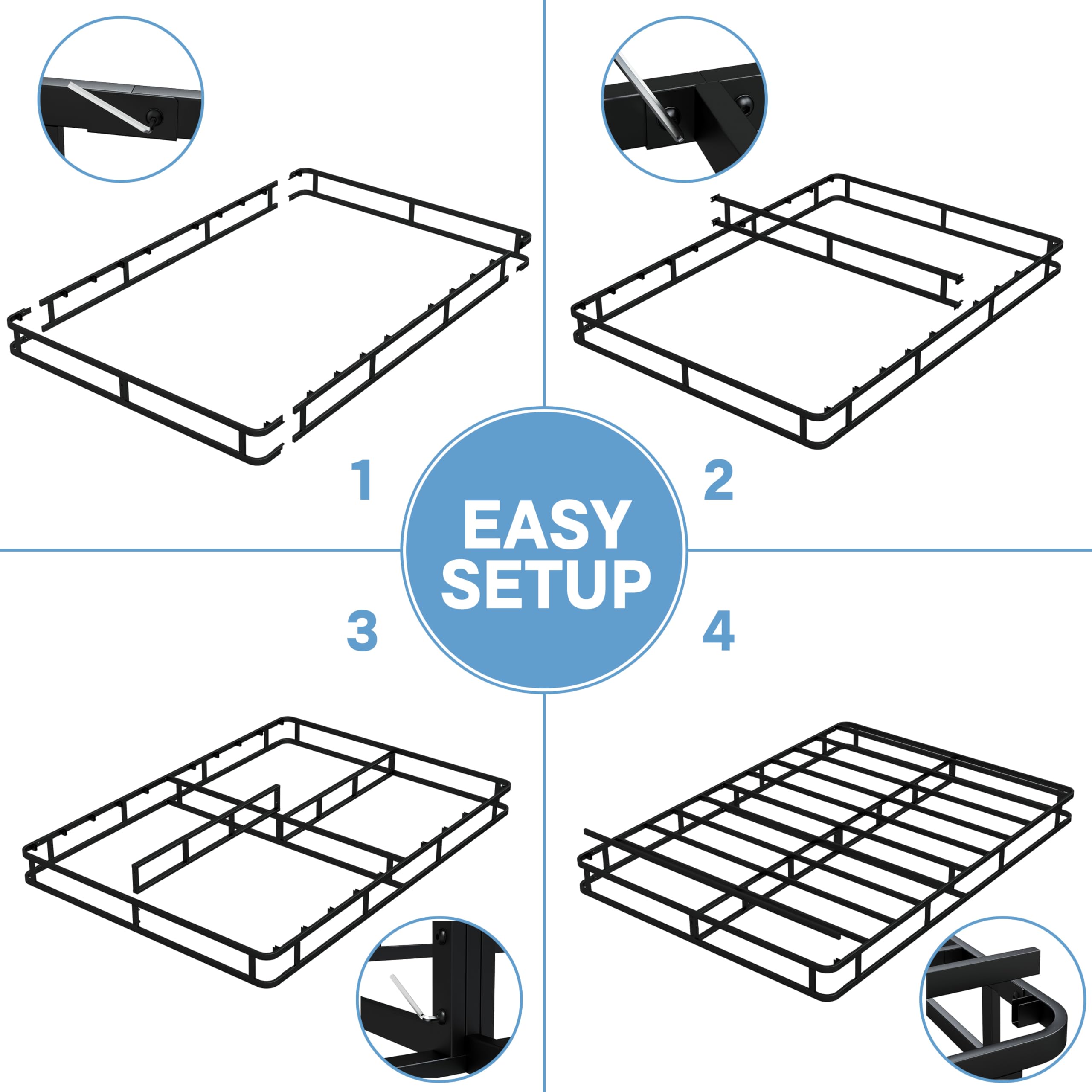 Queen Box Spring 5 Inch Box Spring for Queen Bed,Heavy Duty Carbon Steel Box Spring Bed Base with Easy Assembly,Mattress Foundation,Quiet Noise-Free,3000lbs Max Weight Capacity