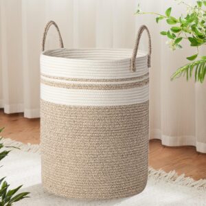 drcolly laundry basket cotton rope laundry hamper large storage basket suitable for bathroom living room bedroom for storing or sorting blankets toys clothes pillows toy organizer etc 60l