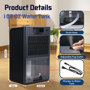 Dehumidifier,2 in 1Humidifier Dehumidifier Combo,102 OZ Water Tank Dehumidifiers for Home Bedroom,Small Dehumidifier for Basement Bathroom,Auto Shut Off,Sleep Mode,7 Colors LED Light