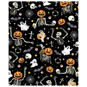 skeleton halloween pumpkin blanket gifts for kids boys - funny skeleton face spooky ghost spider webs bats halloween birthday party favor decorations - super cozy flannel sheet sofa decor - 40" x 30"