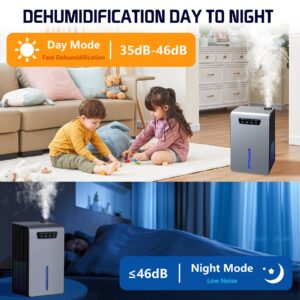 Dehumidifier,2 in 1Humidifier Dehumidifier Combo,102 OZ Water Tank Dehumidifiers for Home Bedroom,Small Dehumidifier for Basement Bathroom,Auto Shut Off,Sleep Mode,7 Colors LED Light