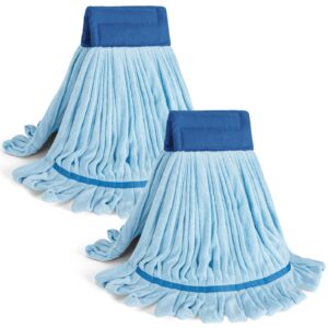 drklean 2 pack large microfiber tube mop heads,heavy duty industrial wet mop head refill,highly absorbent,commercial mop head replacement,wet mop heads replacement (blue, 2)