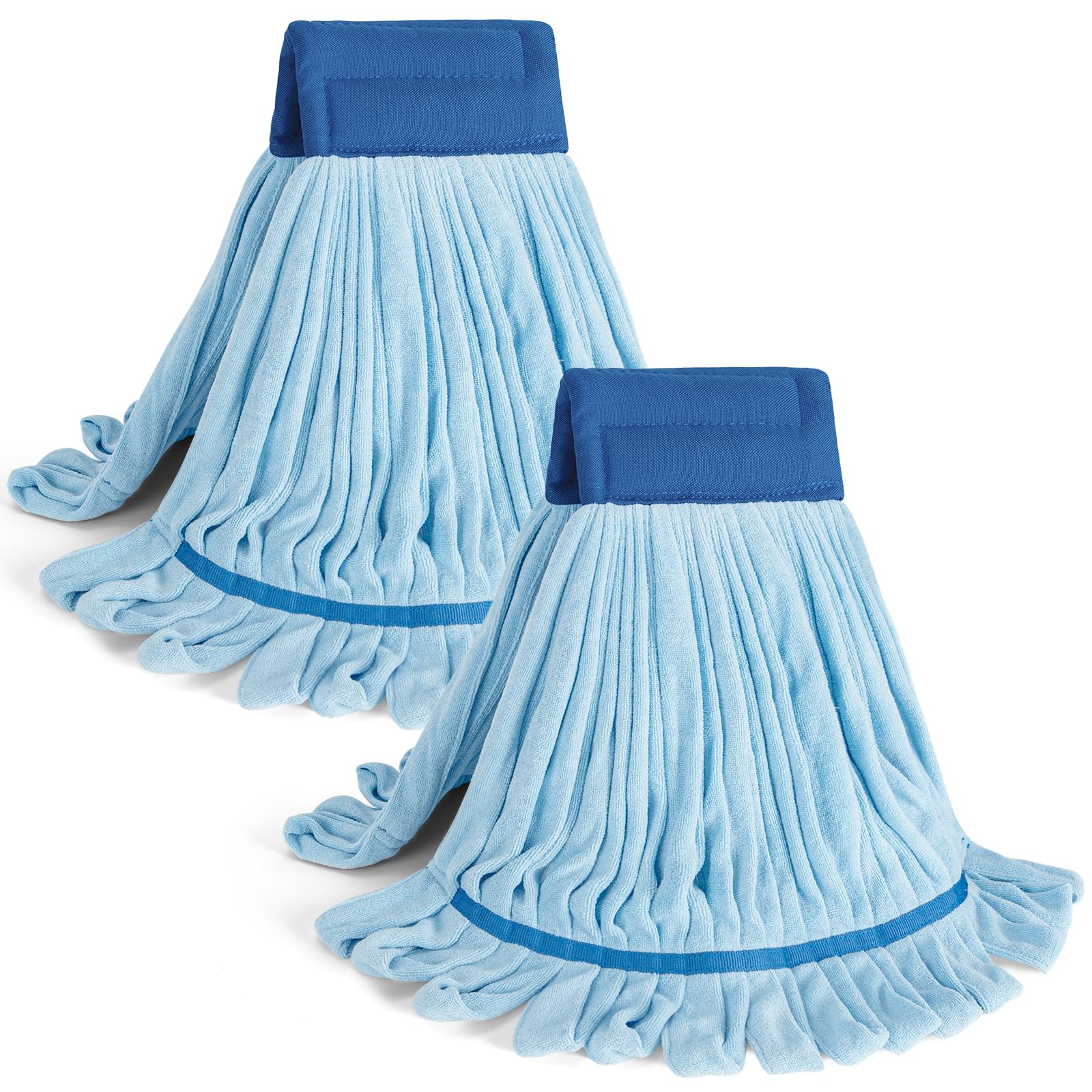 DRKLEAN 2 Pack Large Microfiber Tube Mop Heads,Heavy Duty Industrial Wet Mop Head Refill,Highly Absorbent,Commercial Mop Head Replacement,Wet Mop Heads Replacement (Blue, 2)