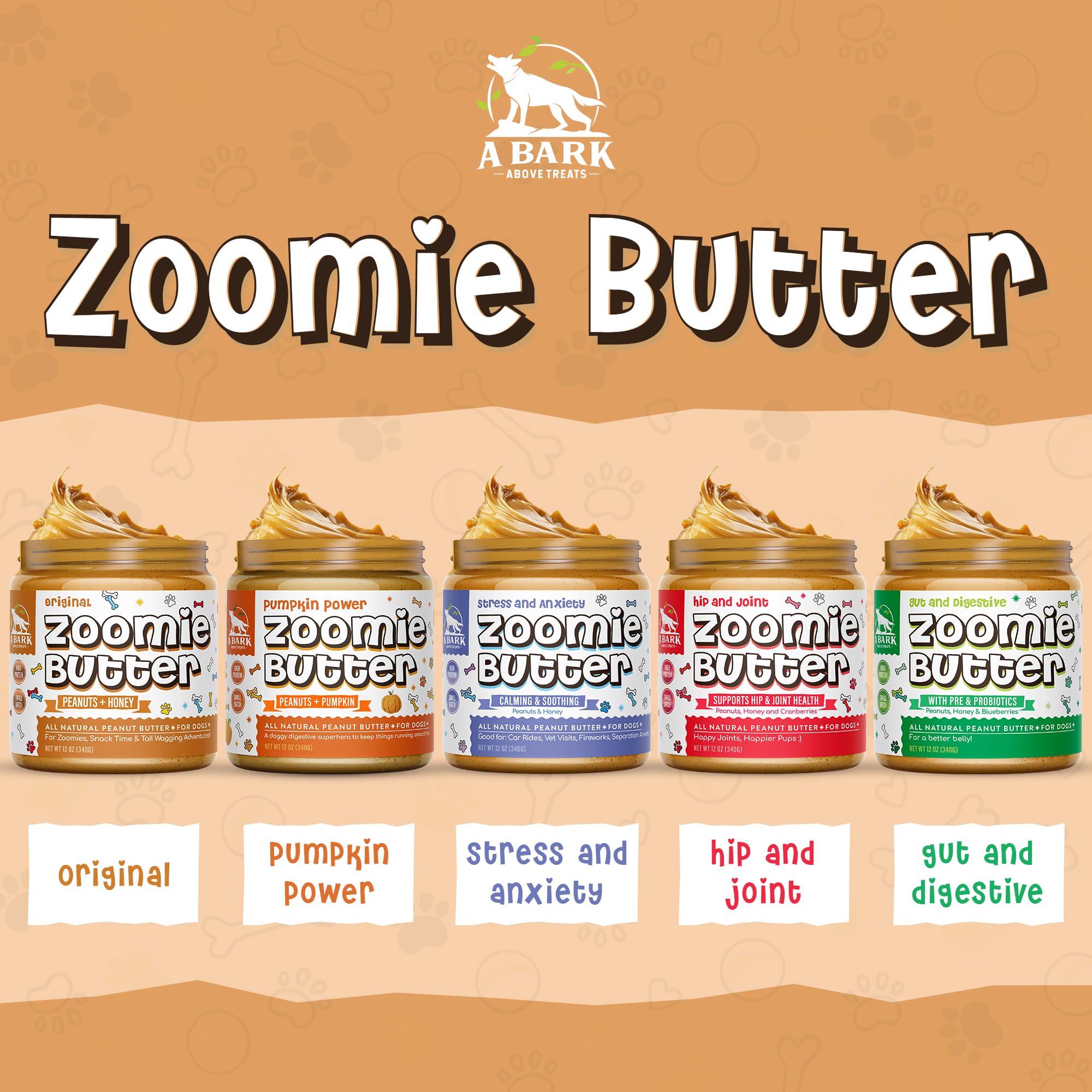 Zoomie Butter Original All Natural Dog Peanut Butter Squeeze. Human Grade, Healthy Dog Treat/Dog Food. Peanuts & Honey for Puppy Training, Behavior Aid, Pet Enrichment Toys, Grown & Made in USA