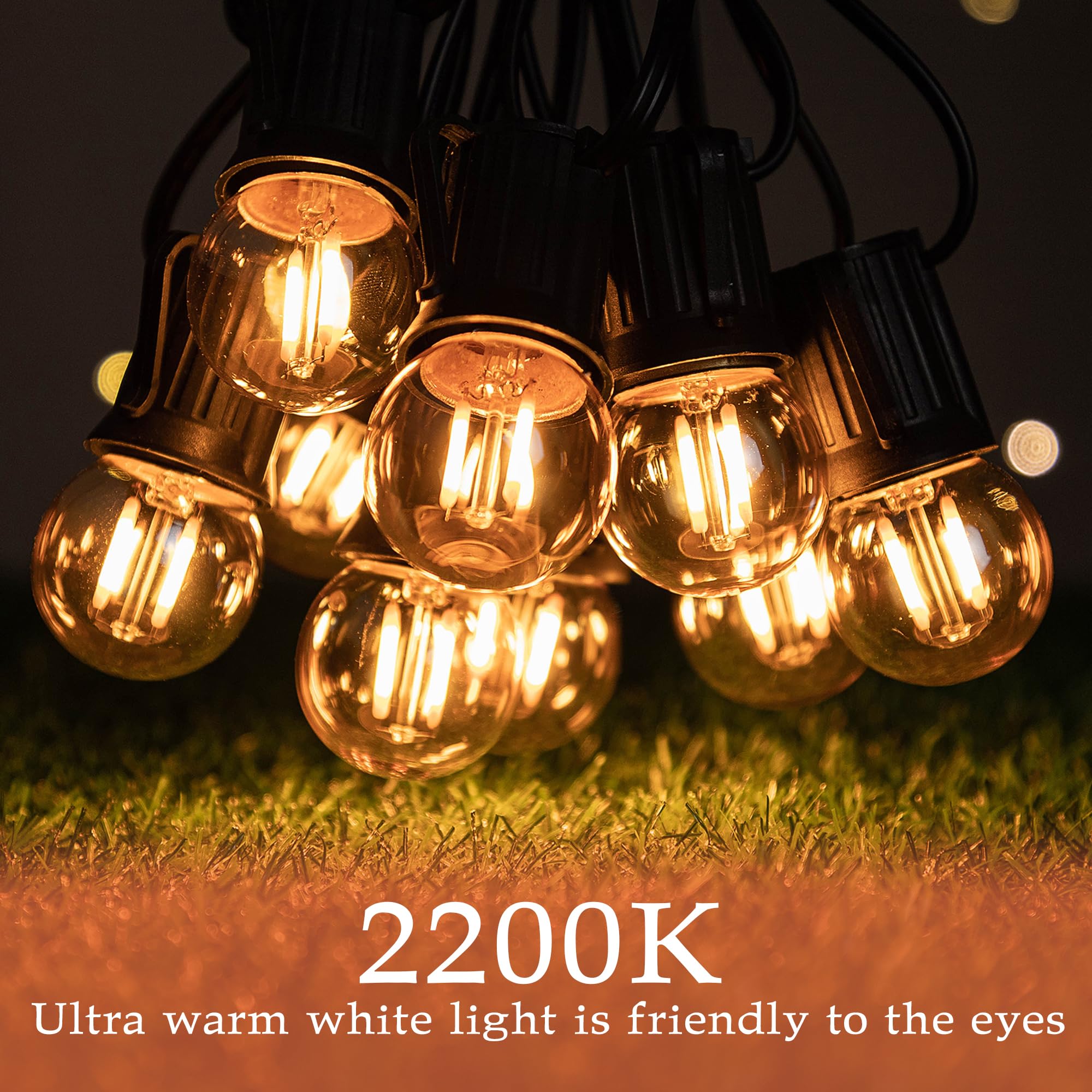 Grensk E26 Low Watt LED Light Bulbs 1W G40 Edison Small Light Bulbs Equivalent to 10Watt,Ultra Warm Light 2200K for Decorative Lighting or Commercial Lighting,Non-Dimmable,Amber Glass,110V,4pcs