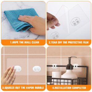 Dimeho 4 Pcs Shower Caddy Adhesive Replacement, Corner Shower Caddy Adhesive Sticker Replacement Hook No Drilling Transparent Strong Adhesive Shower Hooks Soap Holder Bathroom Storage Shelves