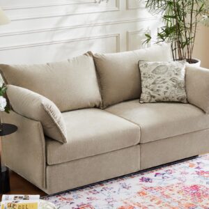 ABCASA Modern Living Room Chenille Sofa Small Sofa, Loveseat Sofa with Deeper Seats, Easy to Install, Beige