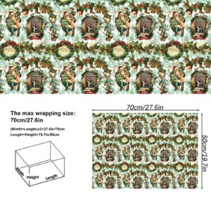 Vnaaem Vintage Christmas Wrapping Paper Retro Santa Claus Balloon Bell Gift Wrap Paper Bulk Xmas Folded Flat for Christmas Holiday Party Celebration - 20 X 28Inches Per Sheet(8 Pack)