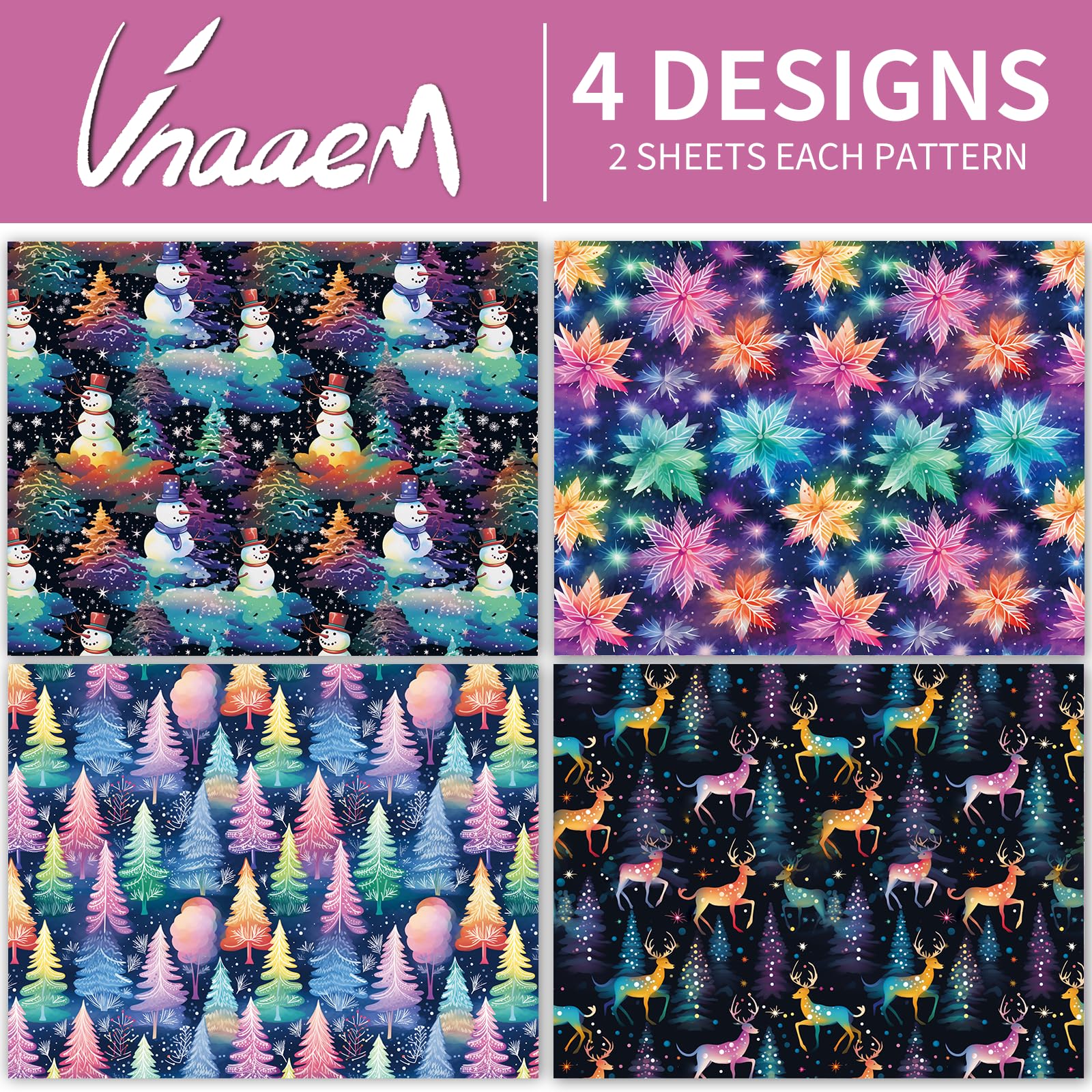 Vnaaem Christmas Wrapping paper for Boys Girls Kids - Rainbow Xmas Gift Wrap with Snowflakes Tree Snowman Reindeer Design for Christmas Holiday - 20 X 28Inches Per Sheet(8 Pack)