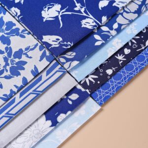 100% Cotton Quilting Fabric Bundle, 10Pcs Fat Quarters Fabric Bundles 50cm x 50cm, Pre-Shrunk, Medium Weight Plain Quilting Fabric Squares for Quilts, Sewing, Patchwork, DIY, Craft (Blue)