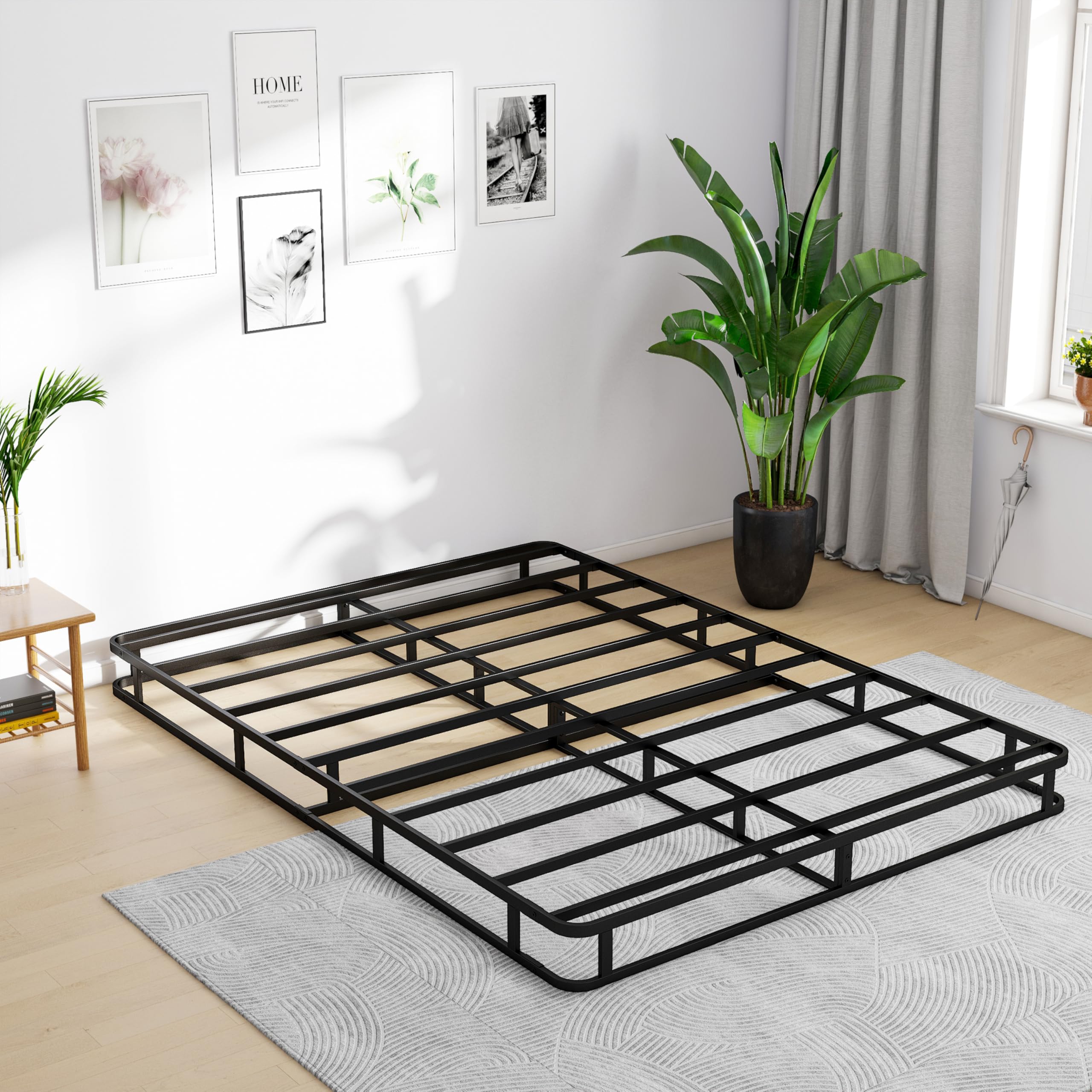 Queen Box Spring 5 Inch Box Spring for Queen Bed,Heavy Duty Carbon Steel Box Spring Bed Base with Easy Assembly,Mattress Foundation,Quiet Noise-Free,3000lbs Max Weight Capacity