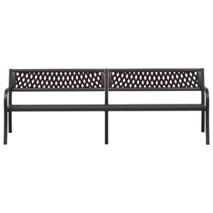 YELWHI Patio Benches Twin Patio Bench 96.9" Black Steel,Patio Bench: Durable Steel and Plastic Bench for Garden and Outdoor Spaces Outdoor Furniture & Accessories