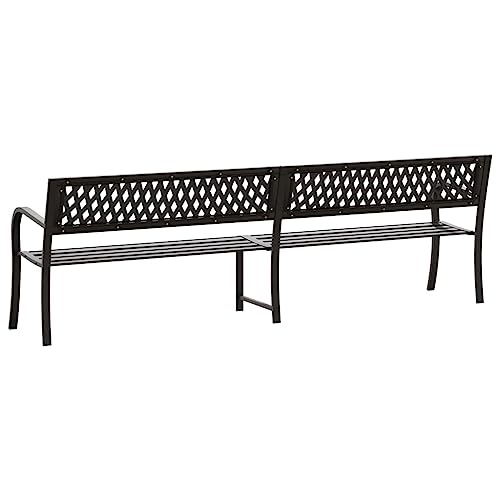 YELWHI Patio Benches Twin Patio Bench 96.9" Black Steel,Patio Bench: Durable Steel and Plastic Bench for Garden and Outdoor Spaces Outdoor Furniture & Accessories