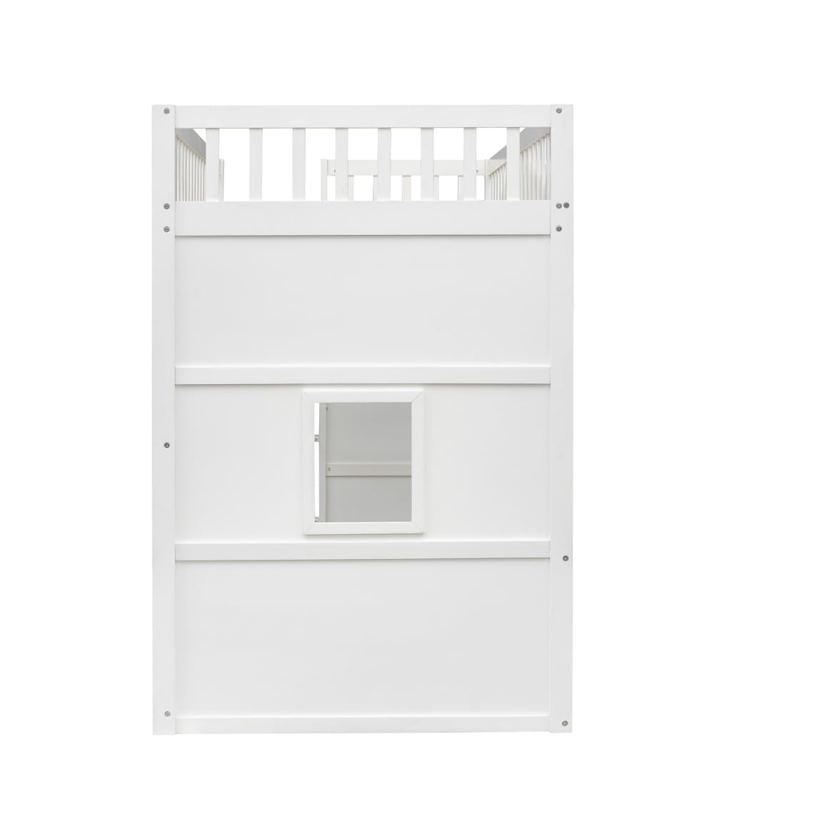 TURRIDU Twin Size Designs House Loft Bed, House Bed Frame with Ladder and Safety Guardrails,Ki-ds Playhouse Bed with Window and Ladder,for Girls Boys, White