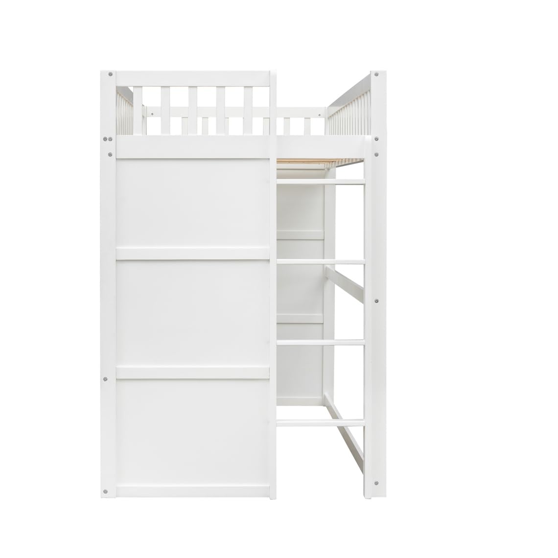 TURRIDU Twin Size Designs House Loft Bed, House Bed Frame with Ladder and Safety Guardrails,Ki-ds Playhouse Bed with Window and Ladder,for Girls Boys, White