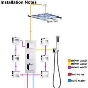 Bathroom Thermostatic Faucet Chrome LED Rain Shower Bath Faucet Bathtub Shower Mixer Tap Bathroom Shower Faucets