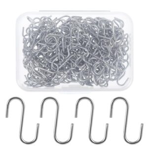 oruola 200pcs s hooks small,1in s hooks for hanging,metal hooks for crafts, jewelry and hanging kitchen supplies,ornament hooks for halloween christmas tree decoration,silver s hooks loading 10lbs