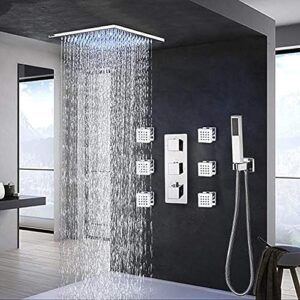 bathroom thermostatic faucet chrome led rain shower bath faucet bathtub shower mixer tap bathroom shower faucets