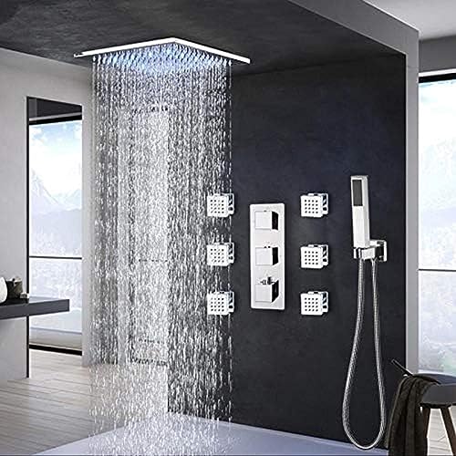 Bathroom Thermostatic Faucet Chrome LED Rain Shower Bath Faucet Bathtub Shower Mixer Tap Bathroom Shower Faucets