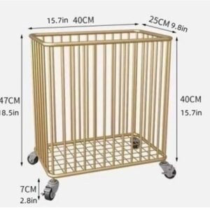 NDKJSF Laundry Basket, Gold Laundry Basket, Dirty Clothes Basket with Wheels, Breathable Laundry Basket, 15.7 Inches High(Gold)