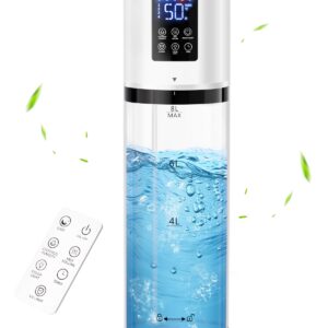 Humidifiers for Bedroom Large Room, 8L Large Capacity Cool Mist Humidifier, Air Humidifiers for Home, Smart Humidity Setting, Easy Top Fill, Sleep Mode, Essential Oil Box & Ambient Light, Auto Shutoff