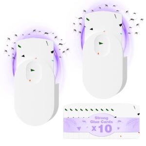 fly traps indoor for home, plug-in bug fly catcher indoor - 2pcs, bug light indoor with sticky trap for capture flies fruit flies moths gnats and other flying lnsects 400sg ft of protection