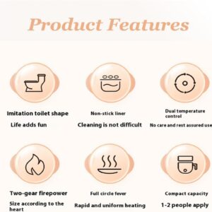 Funny Rice Cooker Non-Stick Multi Cooker Toilet-Shaped Electric Cooking Pot For Stir Fry, Steak, Noodles, Soup Portable Hot Pot For Dorm, Office, Travel,toilet crock pot