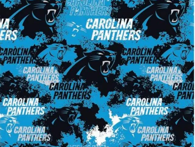 Carolina Panthers Cotton Fabric - NFL Team Logo Cotton Fabric by The Yard, Fat Quarter, Half Yard, 1 Yard, 2 Yard Cuts