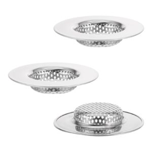 3 pcs sink strainer shower drain hair catchers bathtub lavatory sink drain strainer stainless steel drain filter bathroom sink strainer basket fit hole size from 1.75" to 2.95"