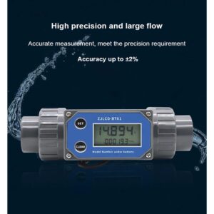 Orinthia 3inch Electronic LCD Digital Display Flowmeter NPN Turbine Flow Meter PVC Pipe Liquid Water for Farm/Garden Irrigation