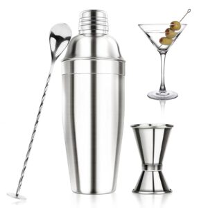 ohtomber 24oz cocktail shaker set - cocktail bar martini drink shaker set with strainer, stainless steel bartender kit cocktail drink mixer with jigger, mixing spoon, bar accessories for beginners